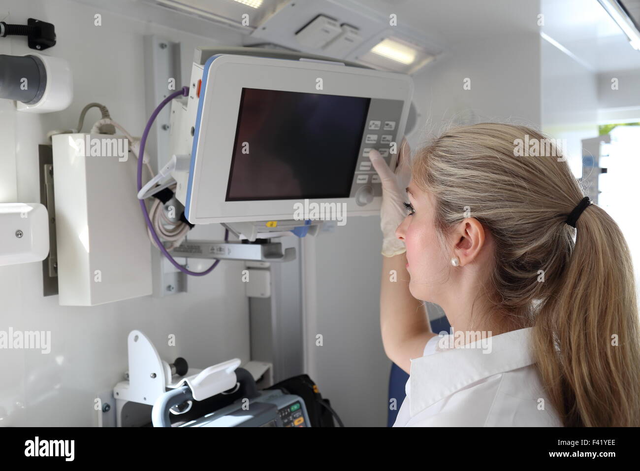 A Patient Monitor in emergency Ambulance car Stock Photo - Alamy