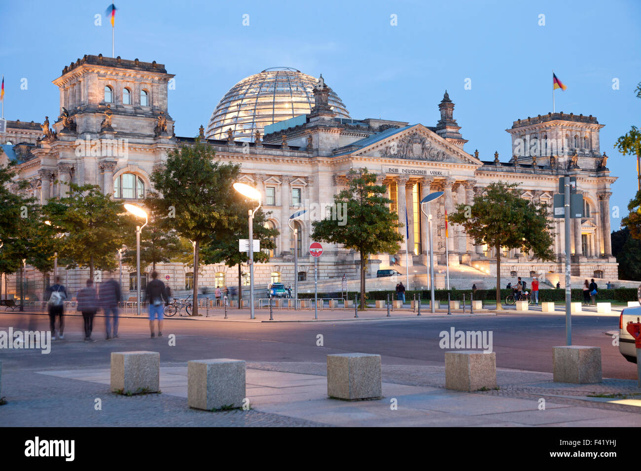 Reichstag building, German Bundestag, at dusk, Berlin, Germany Stock ...