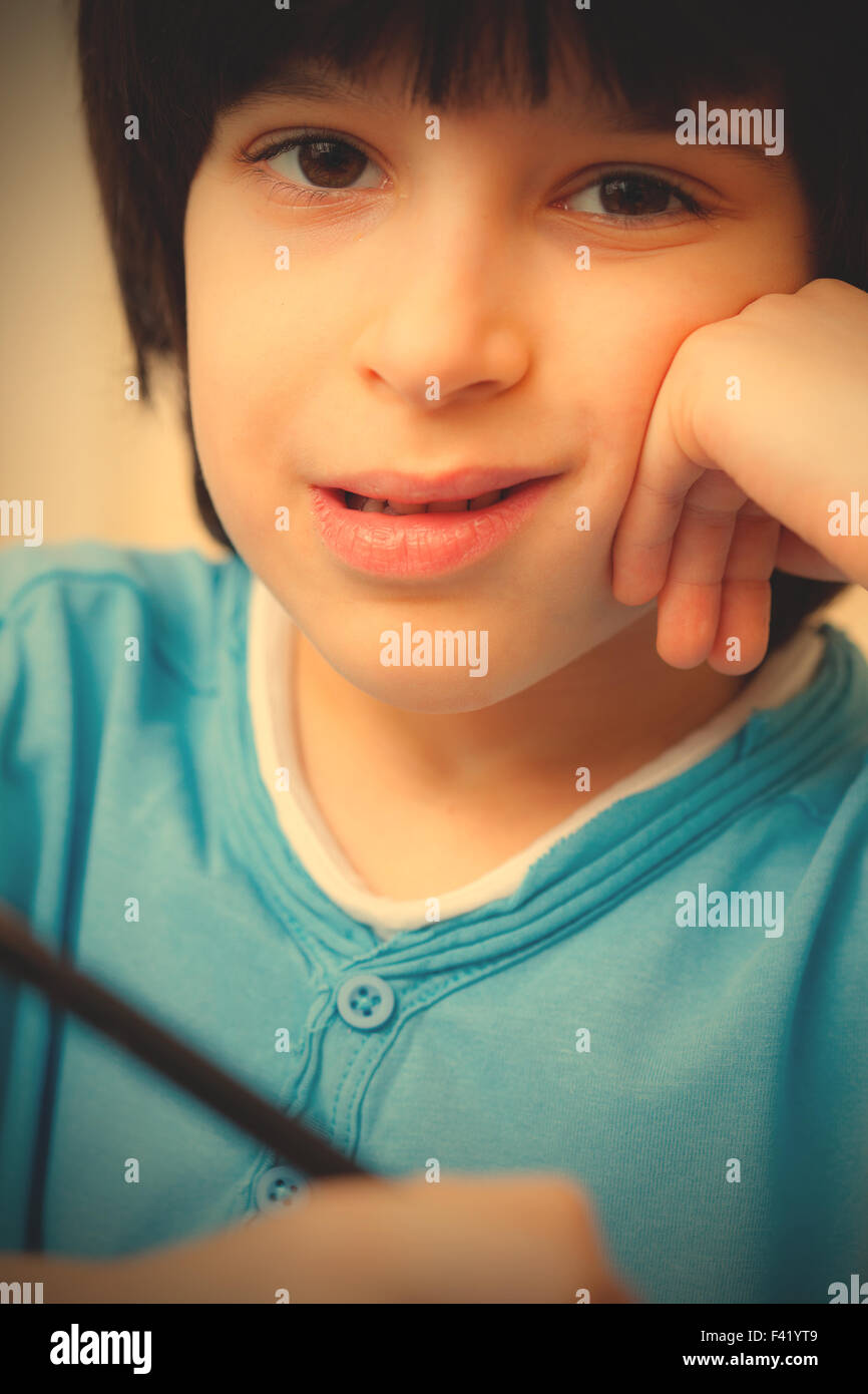 boy portrait with pen Stock Photo - Alamy