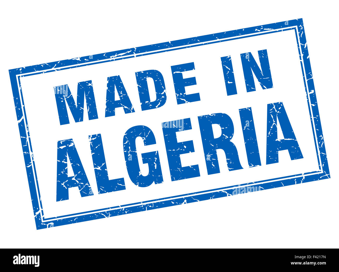 Algeria blue square grunge made in stamp Stock Photo - Alamy