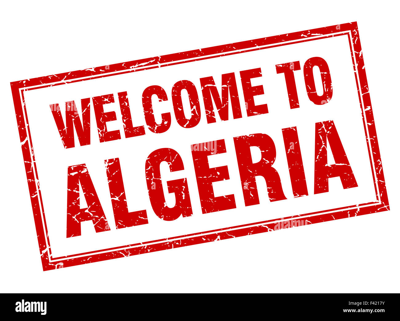 Algeria red square grunge welcome isolated stamp Stock Photo - Alamy