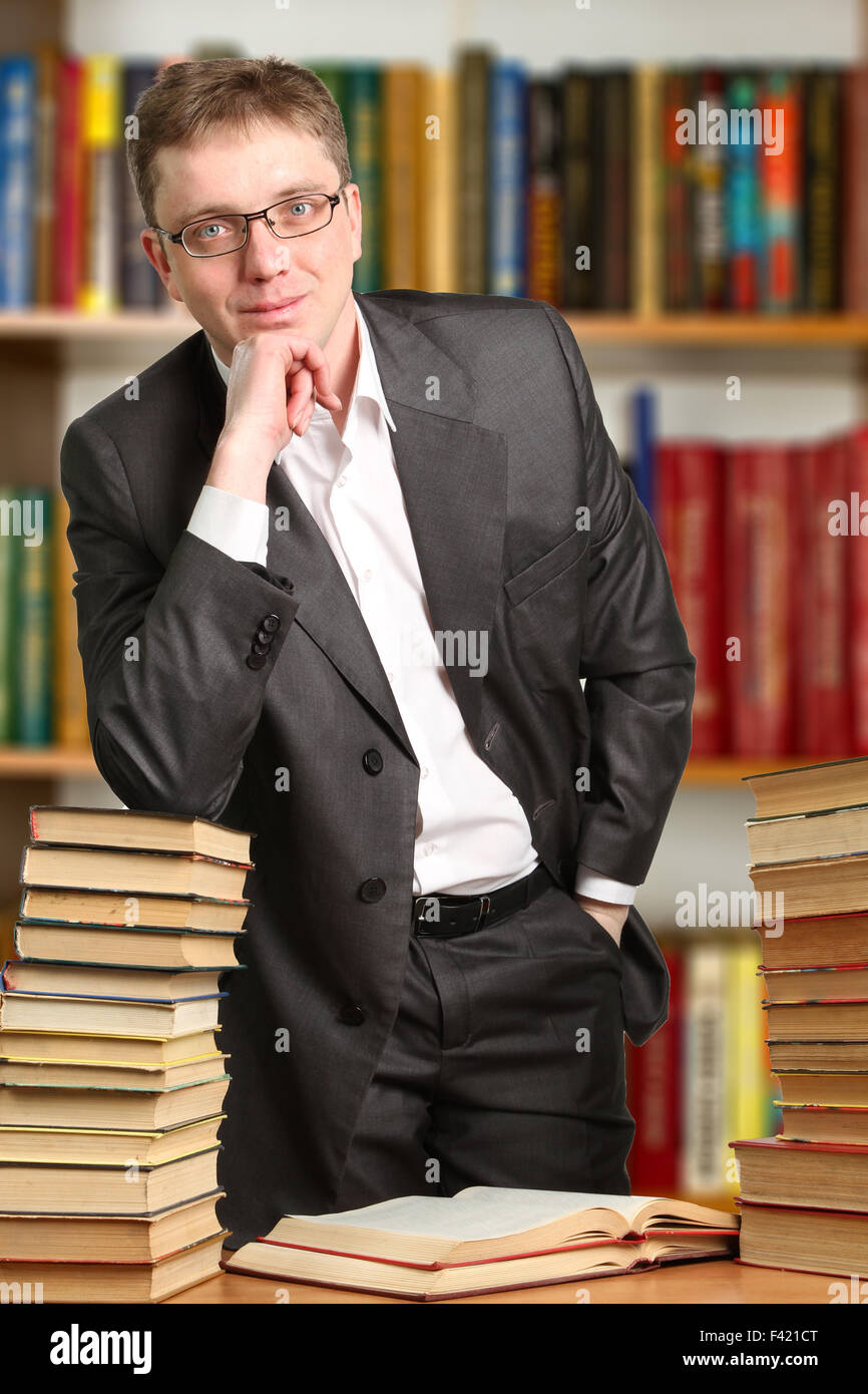clever student with open book Stock Photo - Alamy