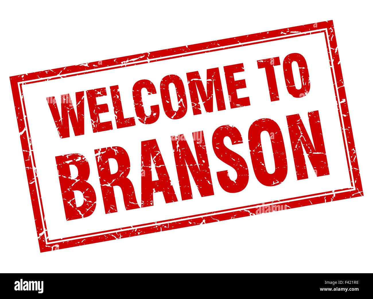 Branson red square grunge welcome isolated stamp Stock Photo - Alamy