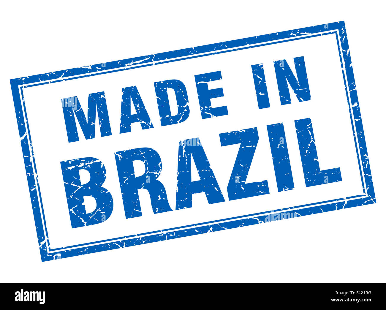 Brazil blue square grunge made in stamp Stock Photo - Alamy