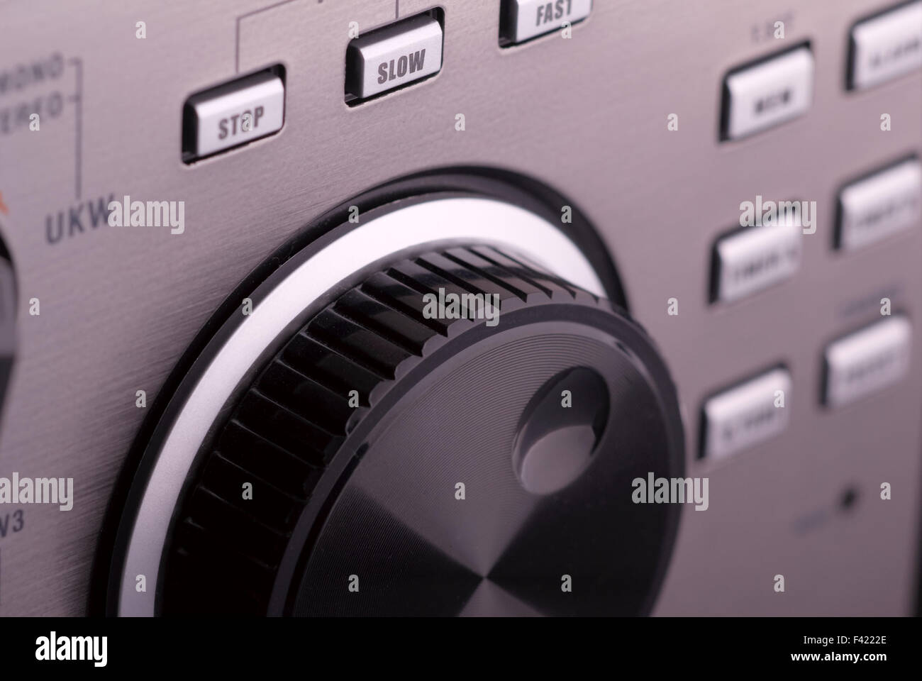 Jog dial and selection knobs, silver metallic surface Stock Photo - Alamy