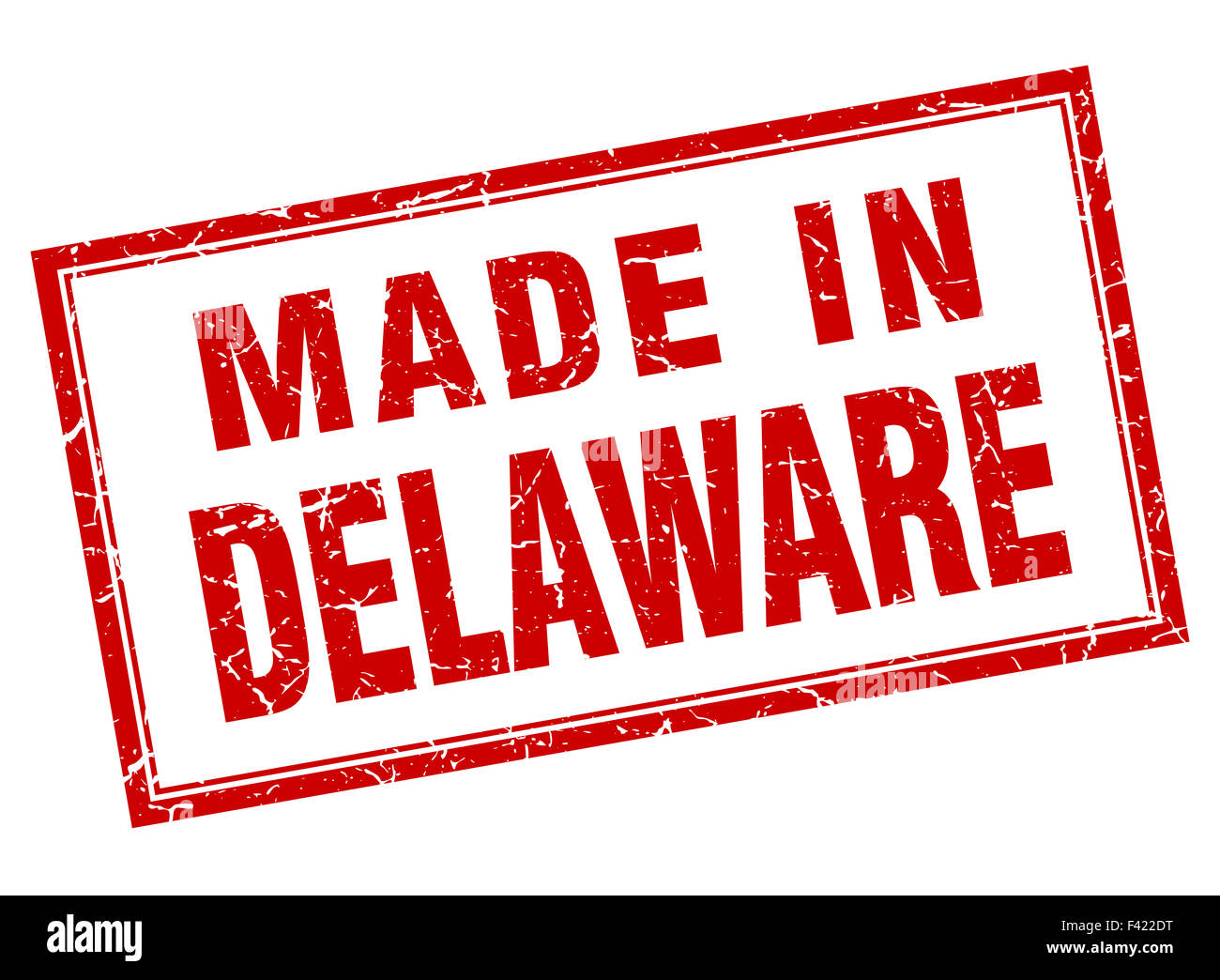 Delaware red square grunge made in stamp Stock Photo - Alamy