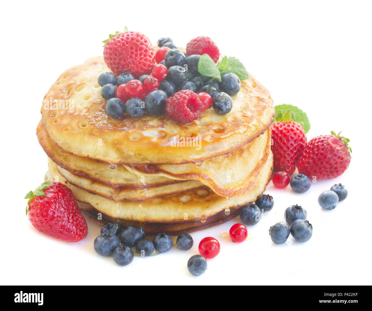 Stack delicious pancakes syrup Cut Out Stock Images & Pictures - Alamy