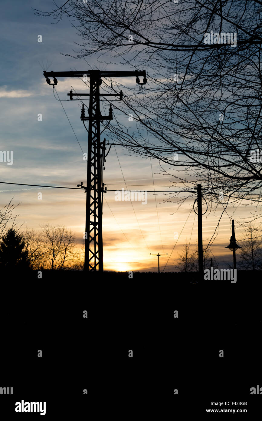 Power pole in sunset Stock Photo - Alamy