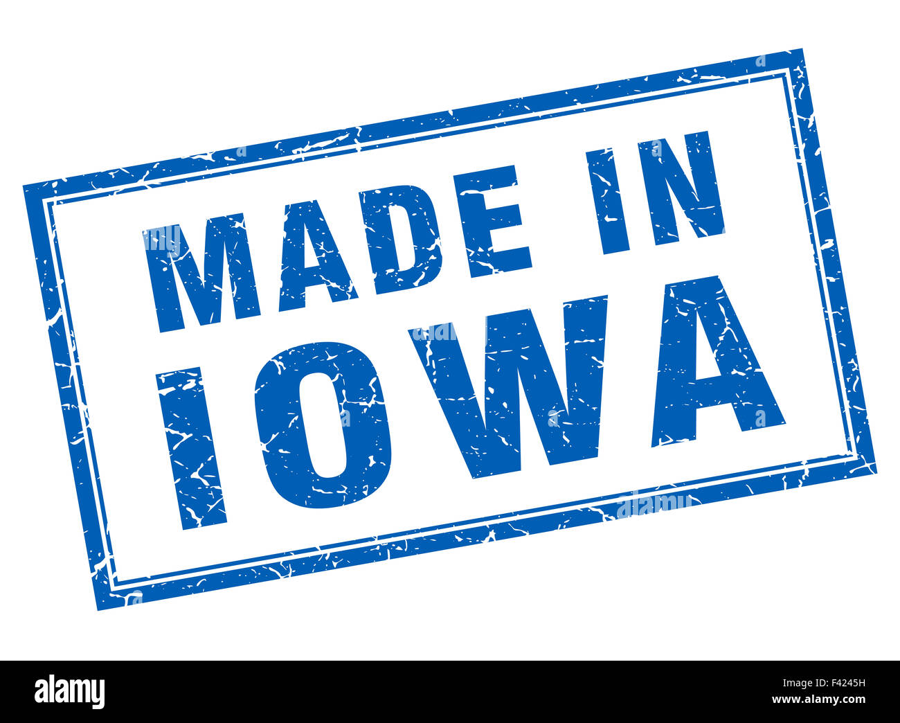 Iowa blue square grunge made in stamp Stock Photo - Alamy