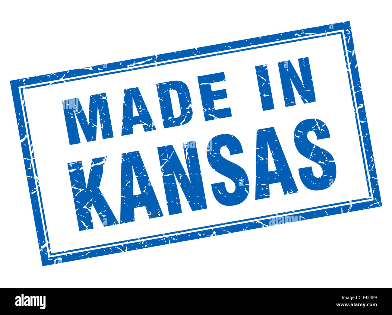 Kansas blue square grunge made in stamp Stock Photo - Alamy