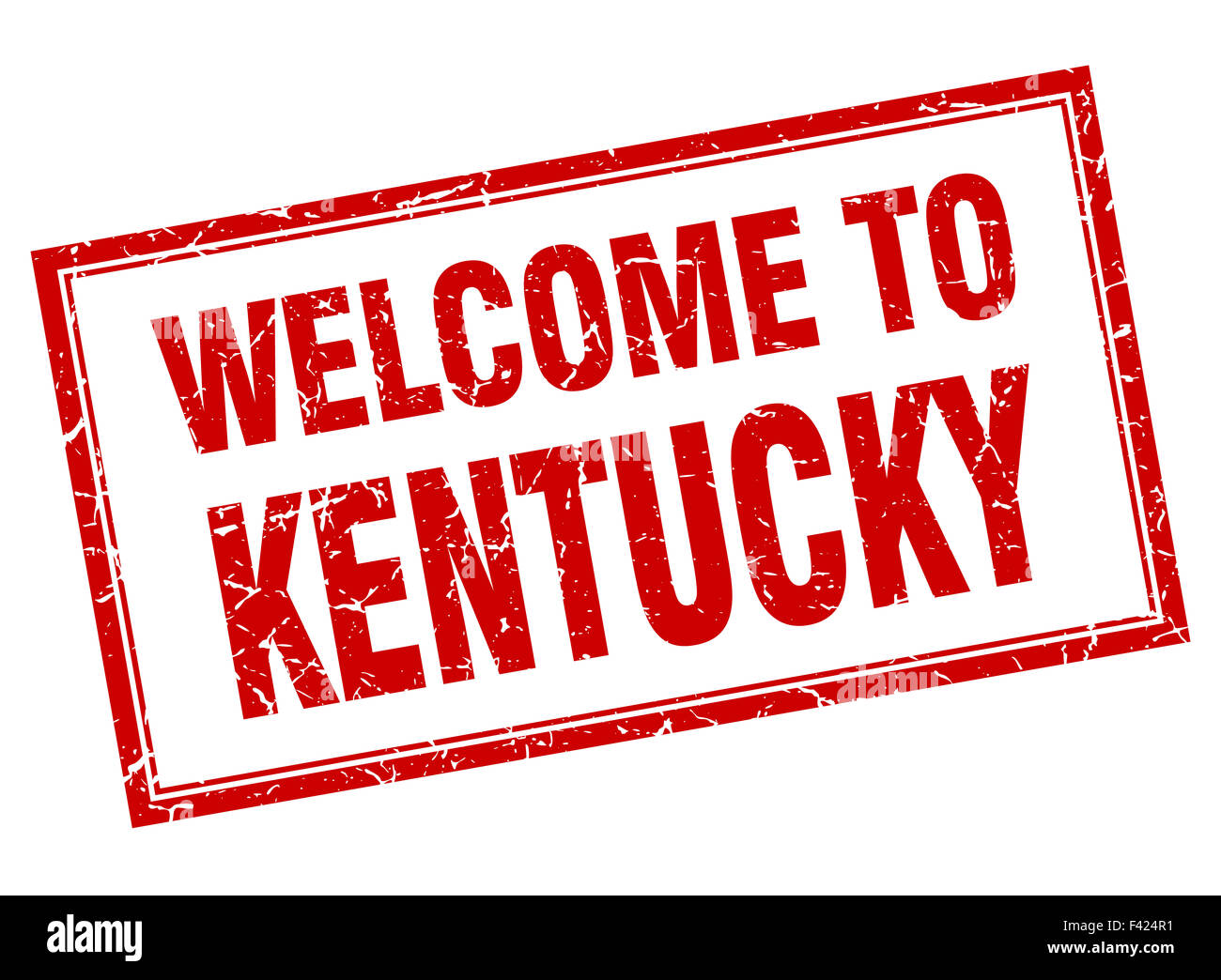 Kentucky red square grunge welcome isolated stamp Stock Photo - Alamy