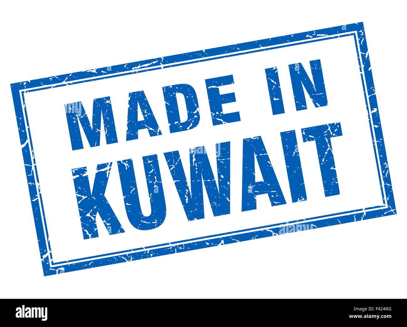 Kuwait blue square grunge made in stamp Stock Photo - Alamy