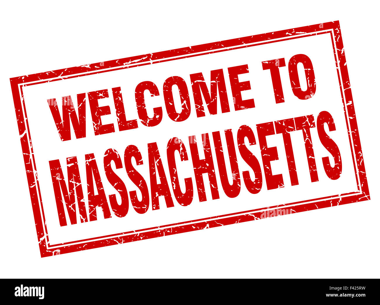 Massachusetts red square grunge welcome isolated stamp Stock Photo - Alamy