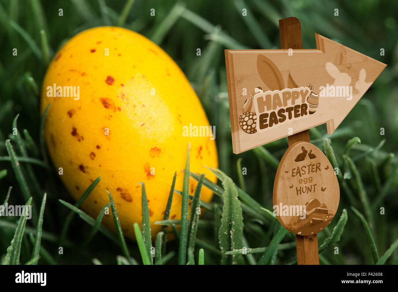 Composite image of easter egg hunt sign Stock Photo - Alamy