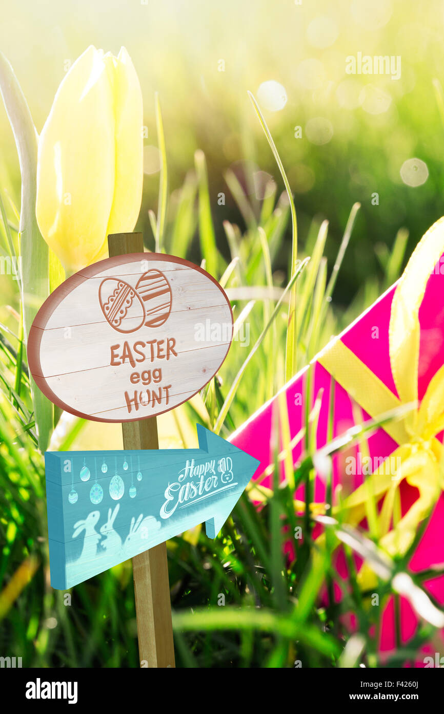Composite image of easter egg hunt sign Stock Photo - Alamy