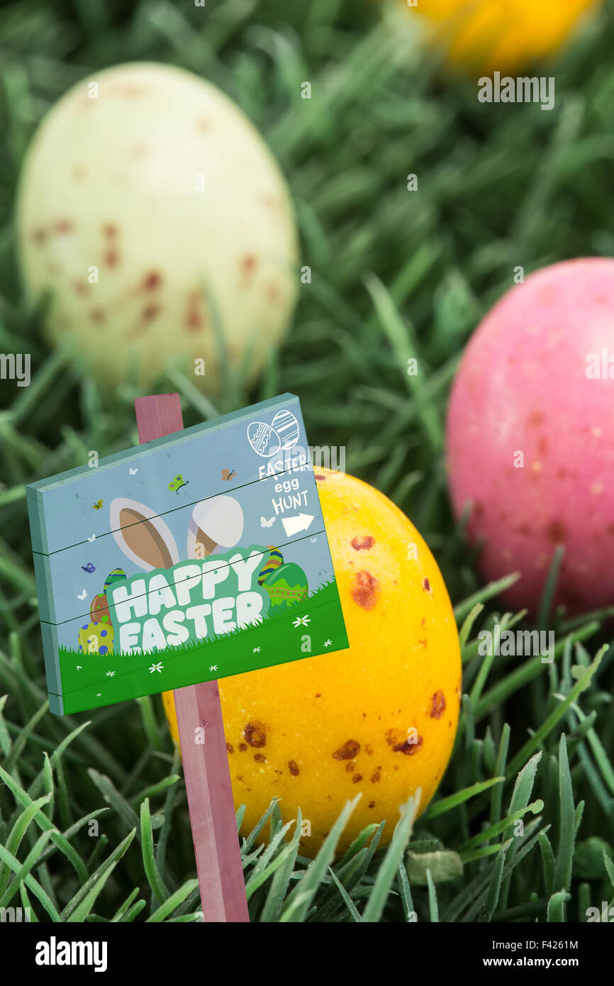 Composite image of easter egg hunt sign Stock Photo - Alamy