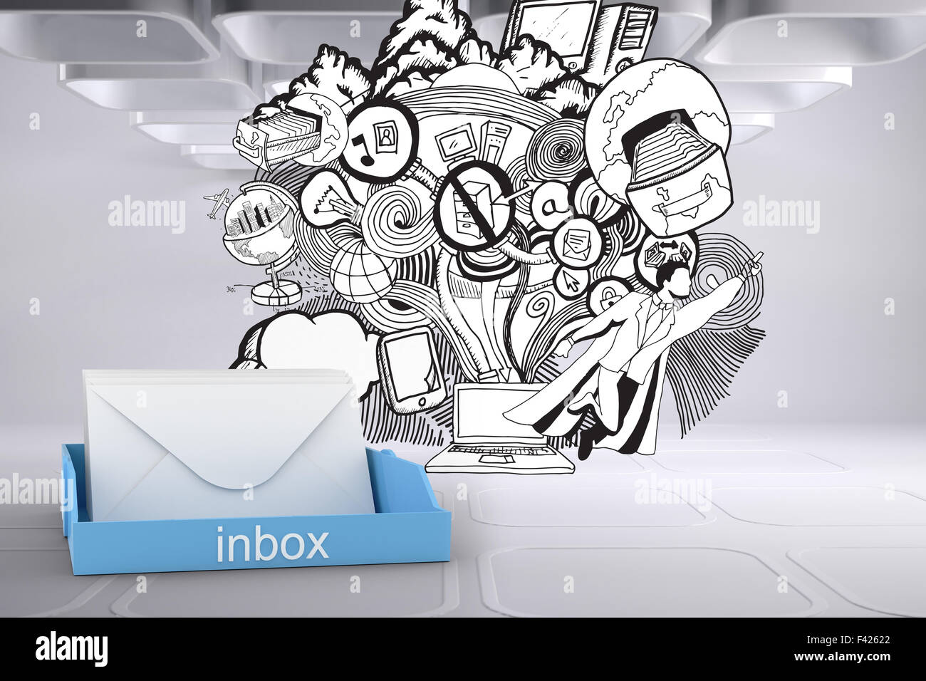 Composite image of blue inbox Stock Photo - Alamy