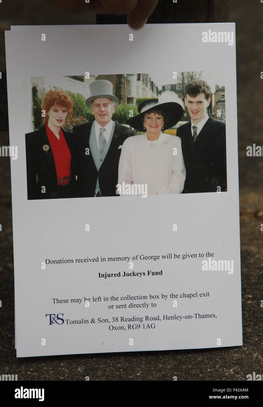 The Funeral of George Cole at Reading Crematorium Featuring: The family ...
