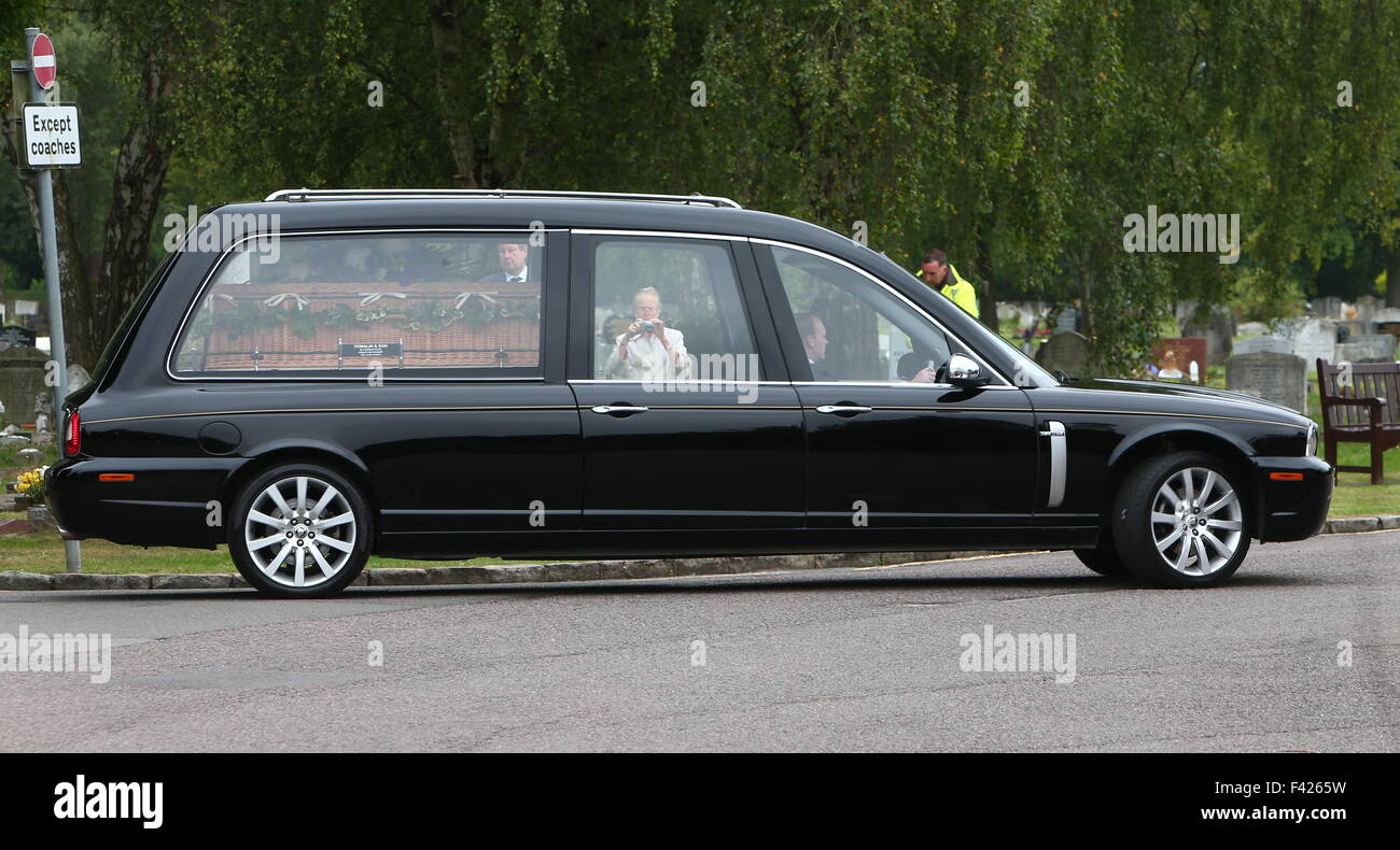 The Funeral of George Cole at Reading Crematorium Featuring: The coffin ...