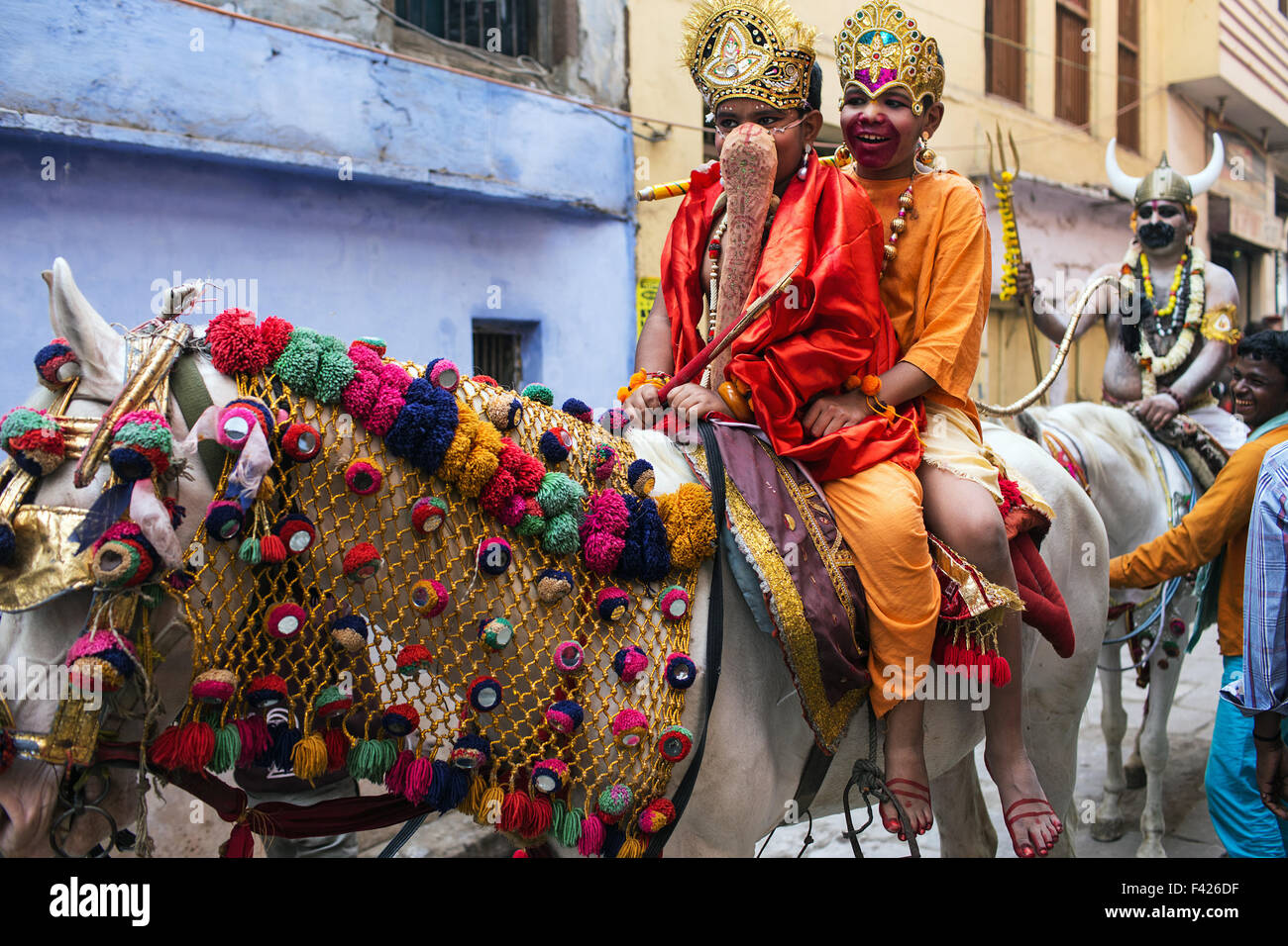 Procession in the old city during Maha Shivaratri festival in Varanasi ...