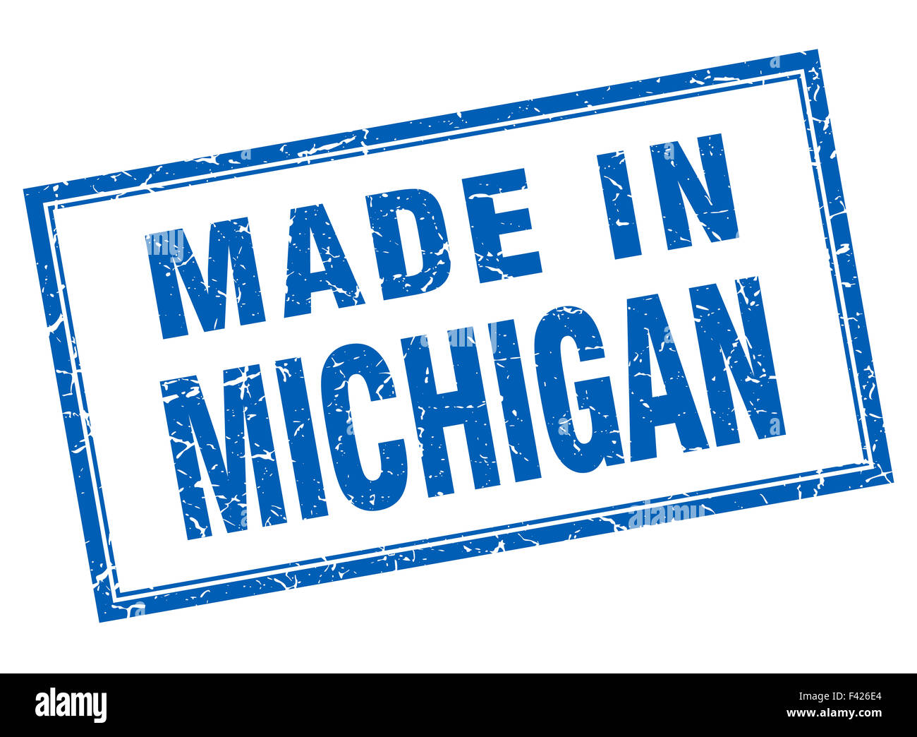 Michigan blue square grunge made in stamp Stock Photo - Alamy