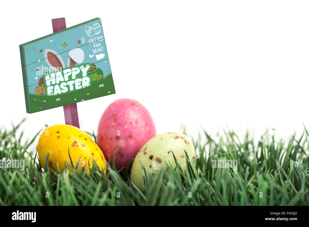 Composite image of easter egg hunt sign Stock Photo - Alamy
