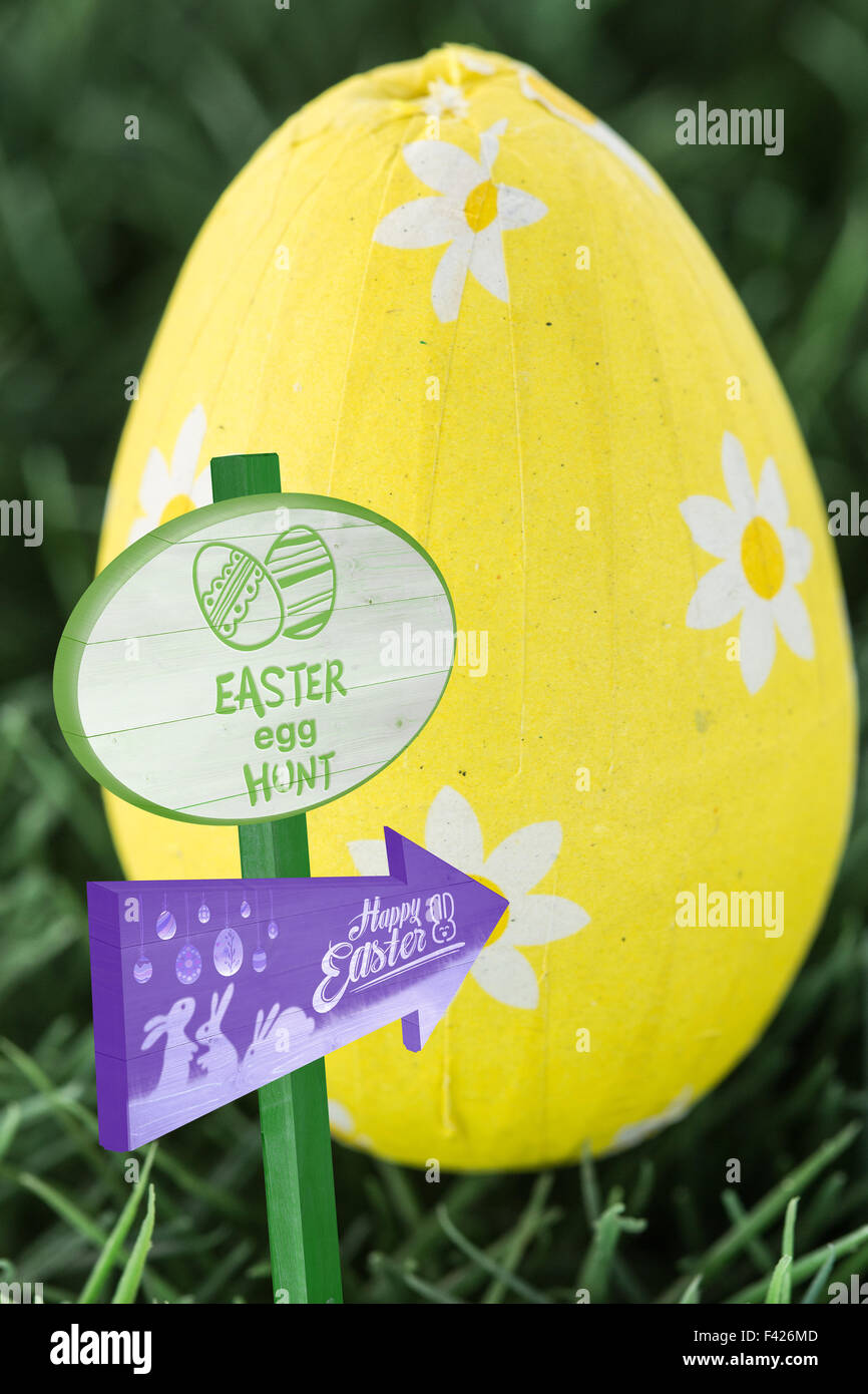 Composite image of easter egg hunt sign Stock Photo - Alamy