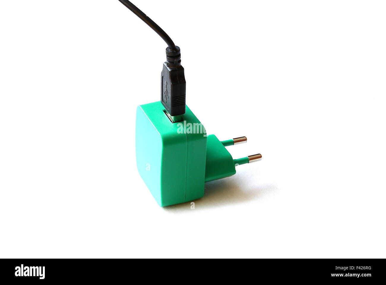smartphone charger usb socket transformer on white Stock Photo - Alamy