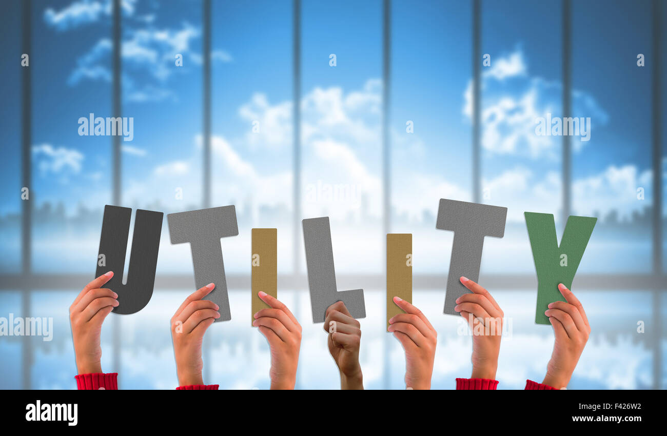 Composite image of hands showing utility Stock Photo - Alamy