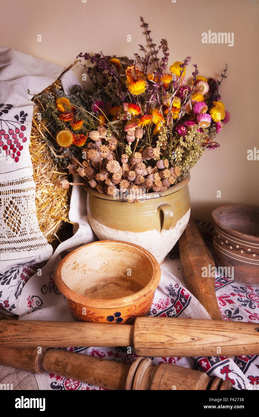 Still life of vintage household items Stock Photo - Alamy