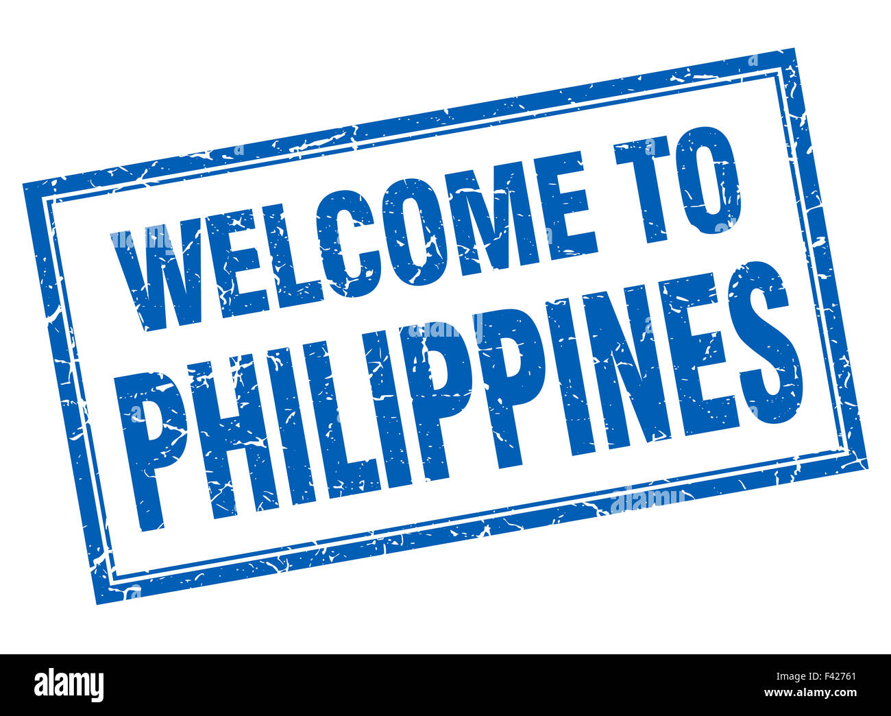 Philippines blue square grunge welcome isolated stamp Stock Photo - Alamy