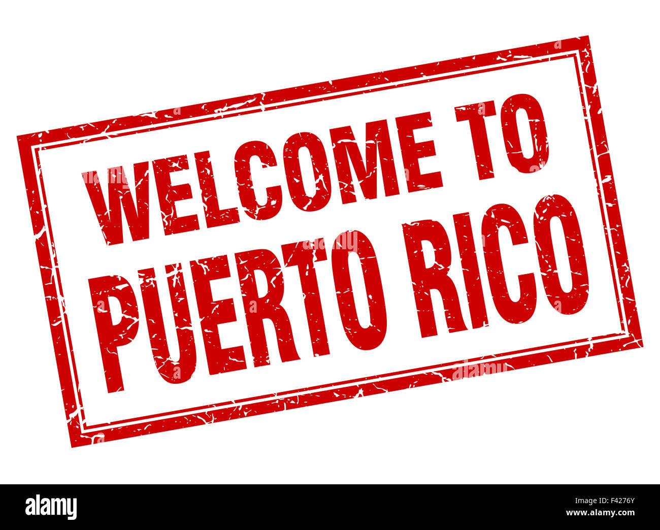 Puerto Rico red square grunge welcome isolated stamp Stock Photo - Alamy