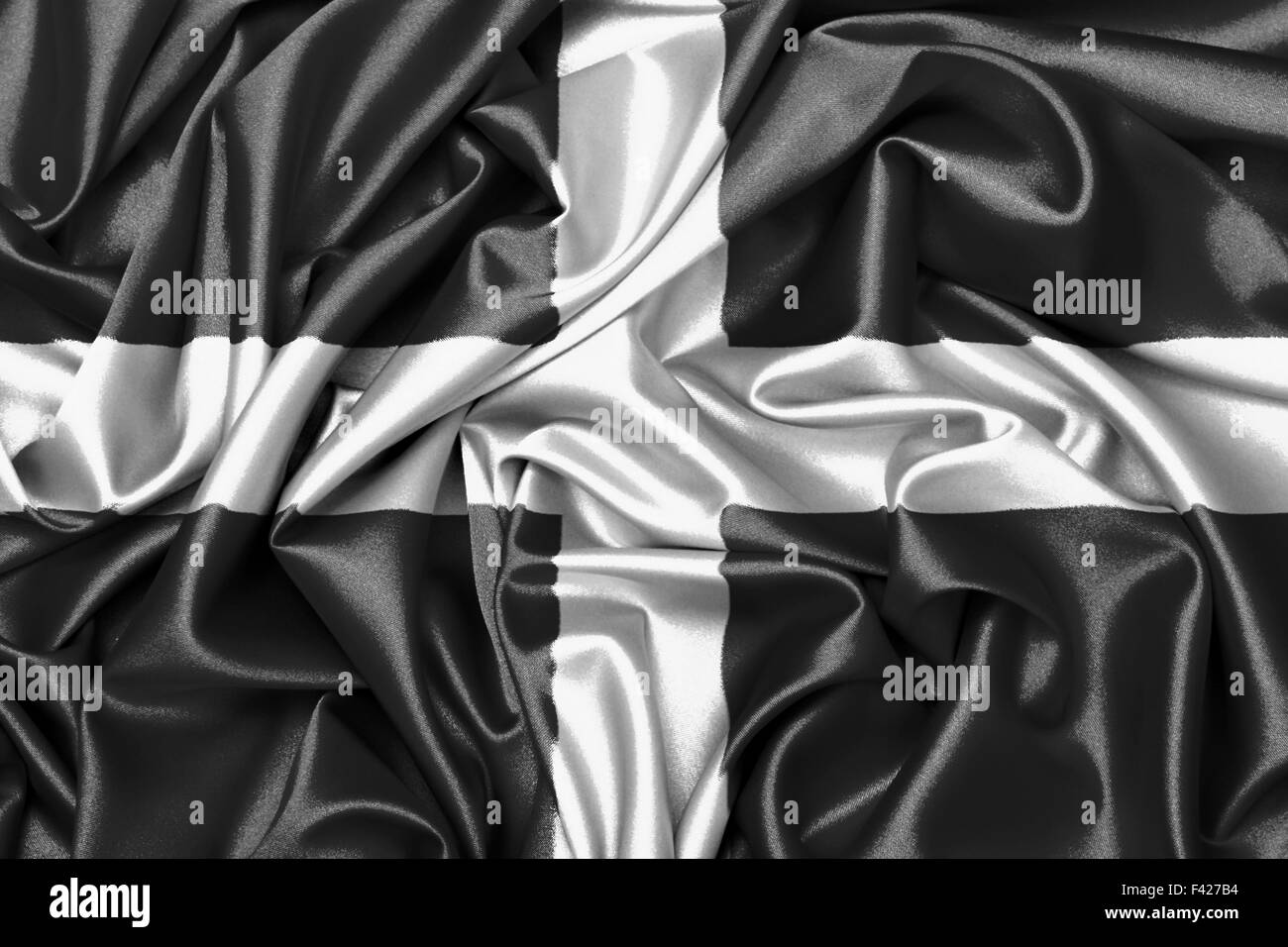 Large satin flag waving - flag of Cornwall Stock Photo - Alamy