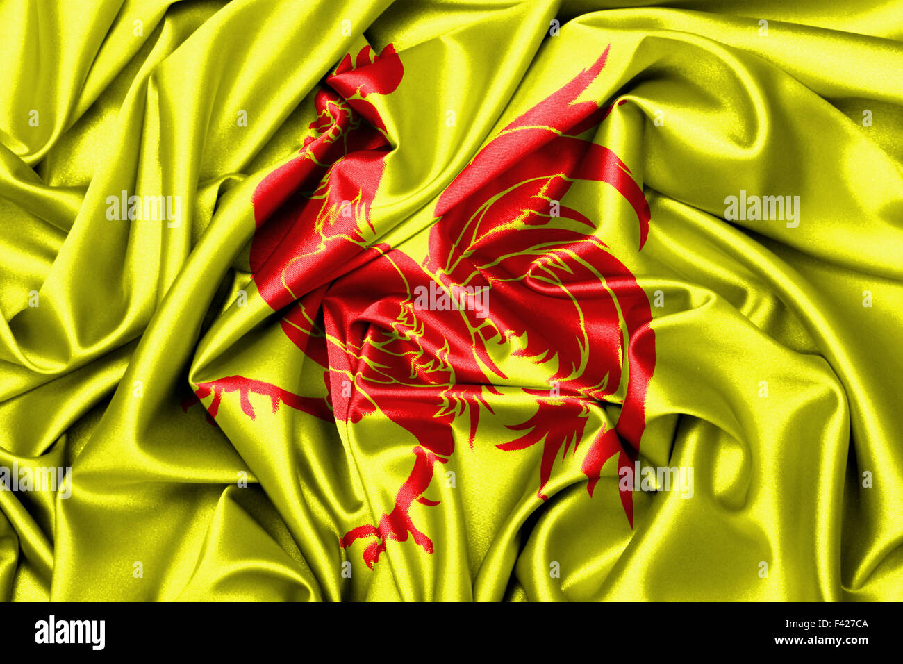 Large satin flag waving - flag of Wallonia Stock Photo - Alamy