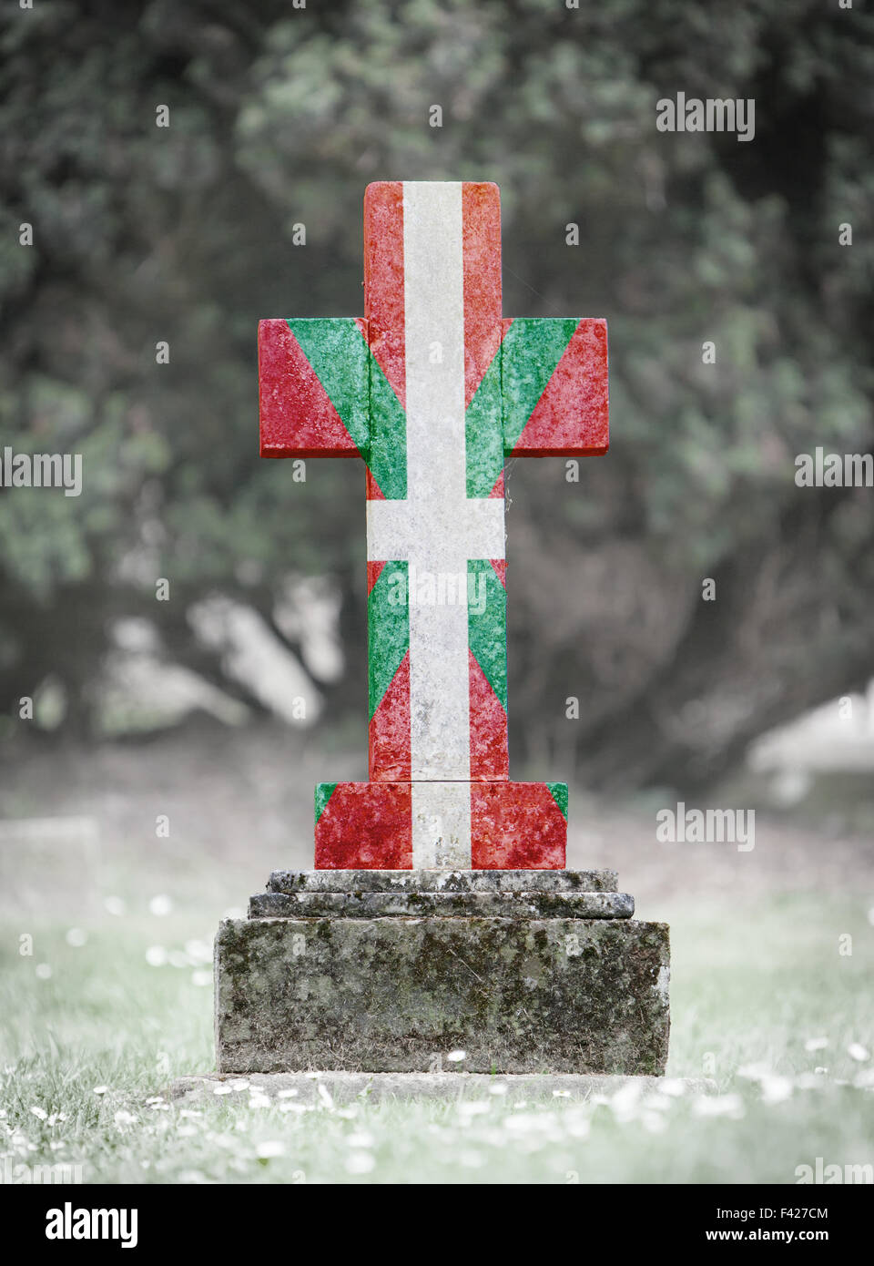 Very old gravestone in the cemetery, Basque Country Stock Photo - Alamy