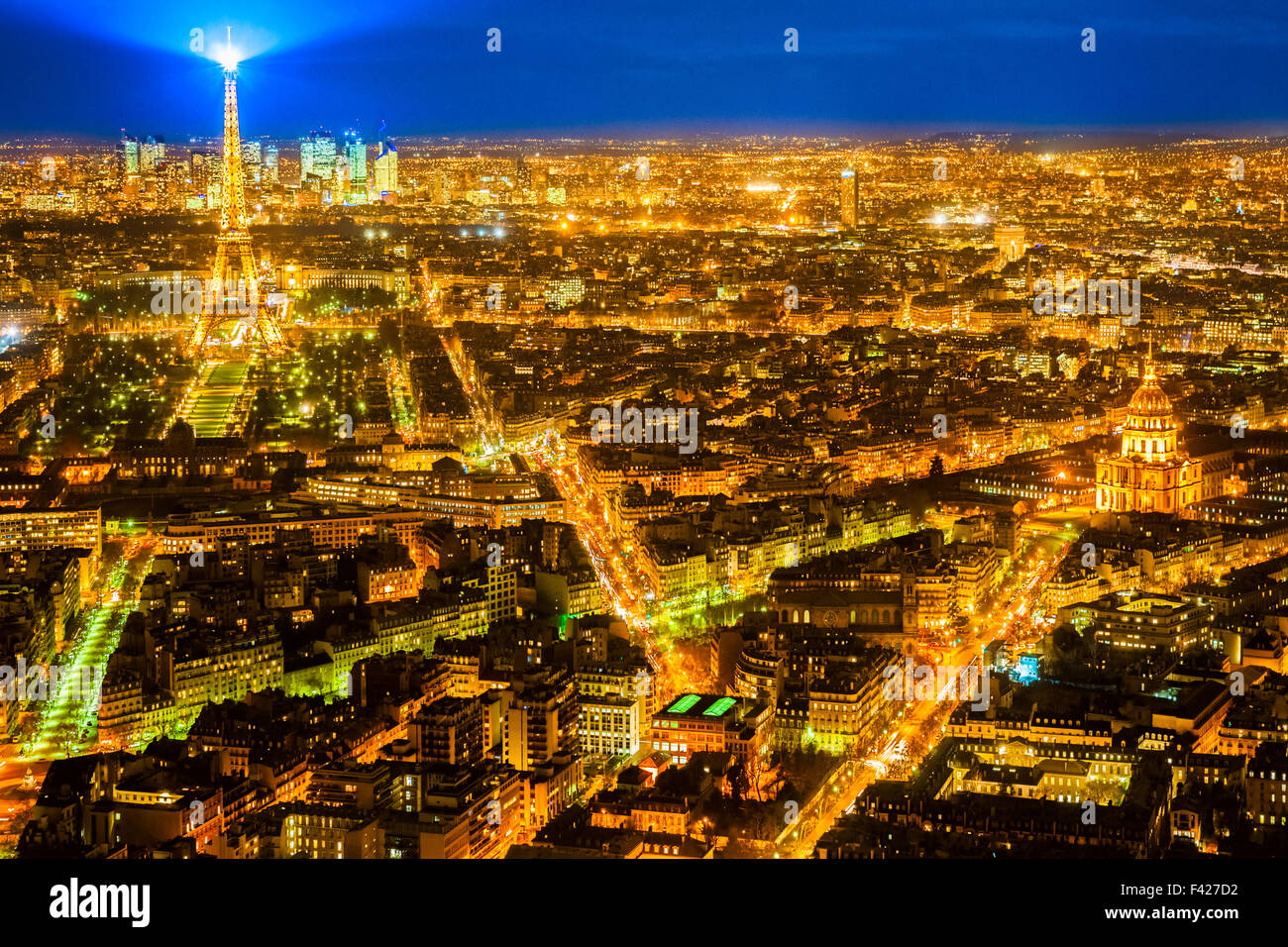 Aerial view of Paris at night, France Stock Photo - Alamy