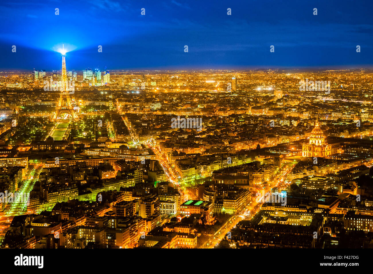 Aerial view of Paris at night, France Stock Photo - Alamy