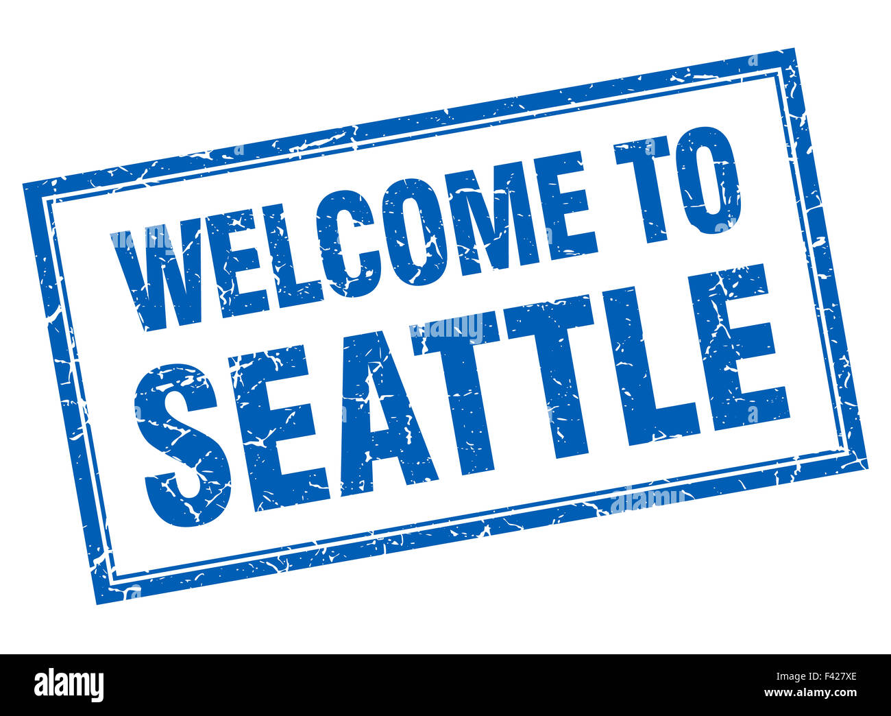 Seattle blue square grunge welcome isolated stamp Stock Photo - Alamy