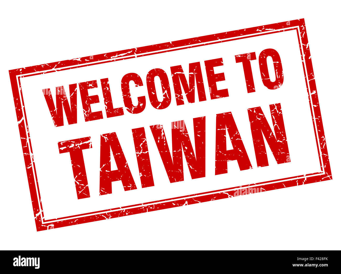 Taiwan red square grunge welcome isolated stamp Stock Photo - Alamy