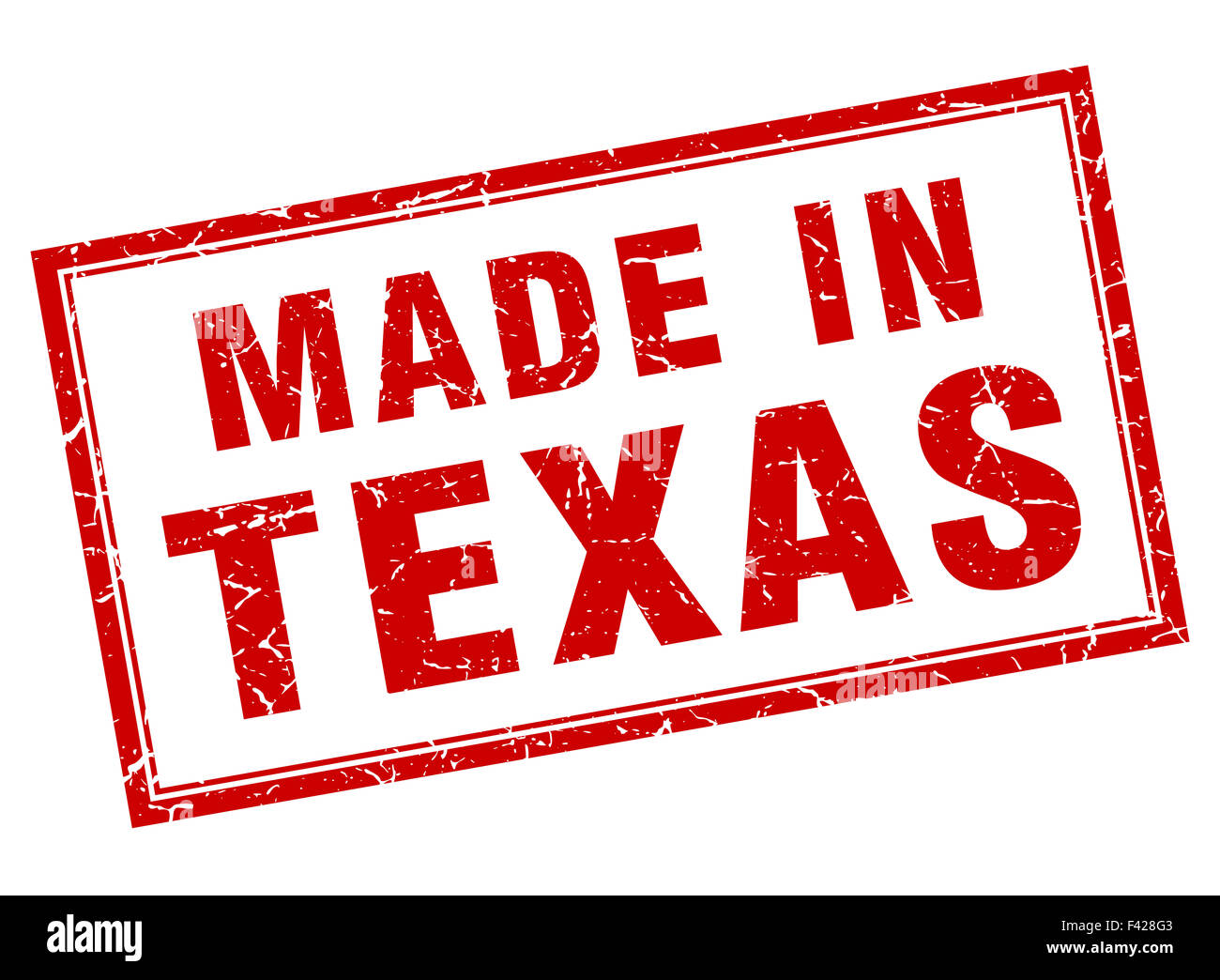 Texas red square grunge made in stamp Stock Photo - Alamy