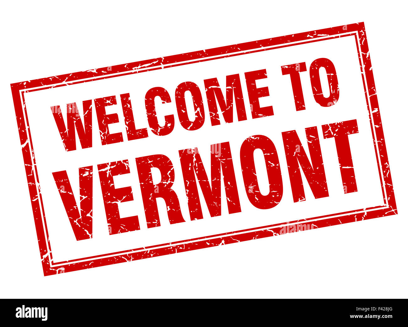 Vermont red square grunge welcome isolated stamp Stock Photo - Alamy