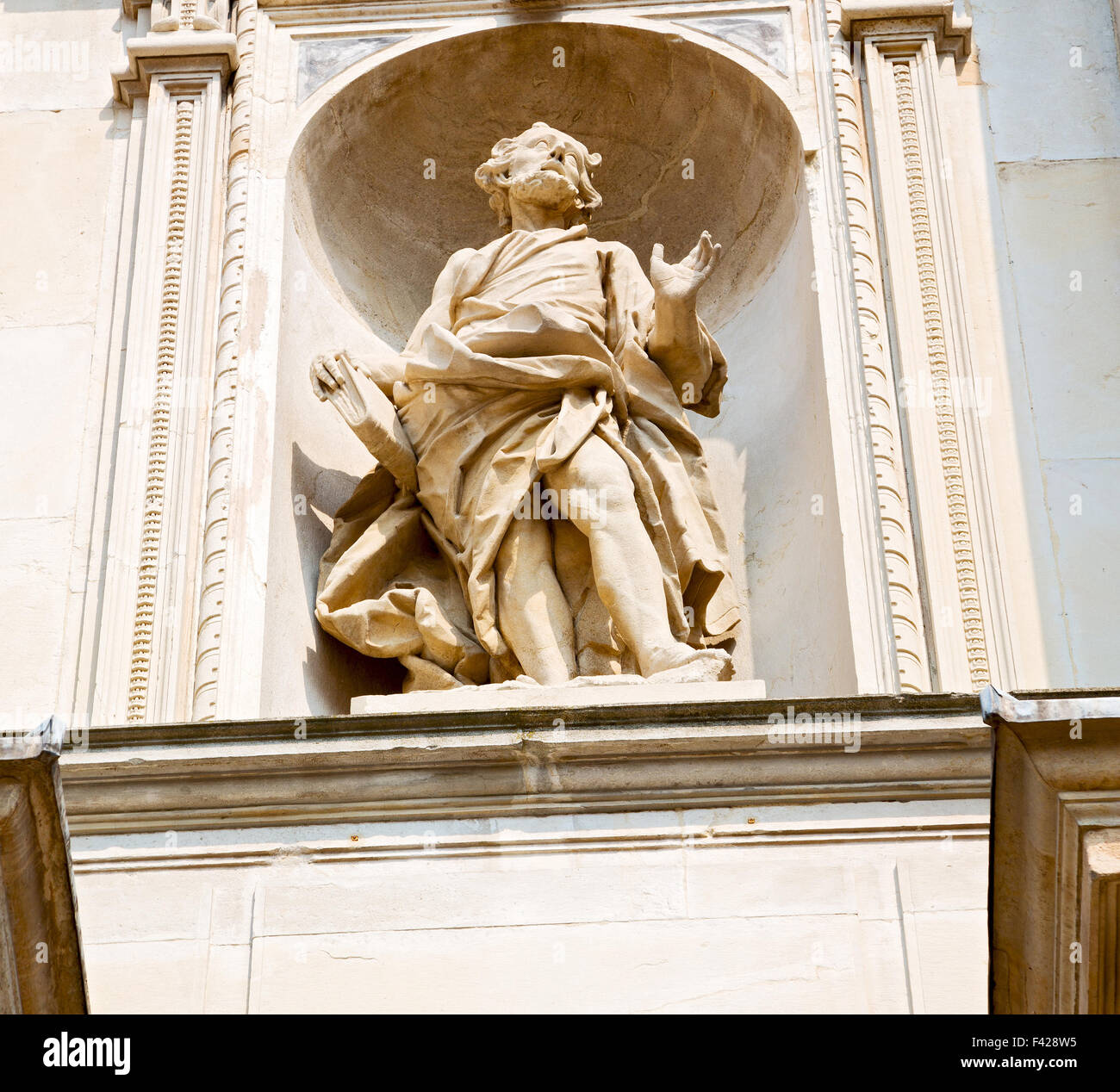marble in old historical construction italy europe milan and statue ...
