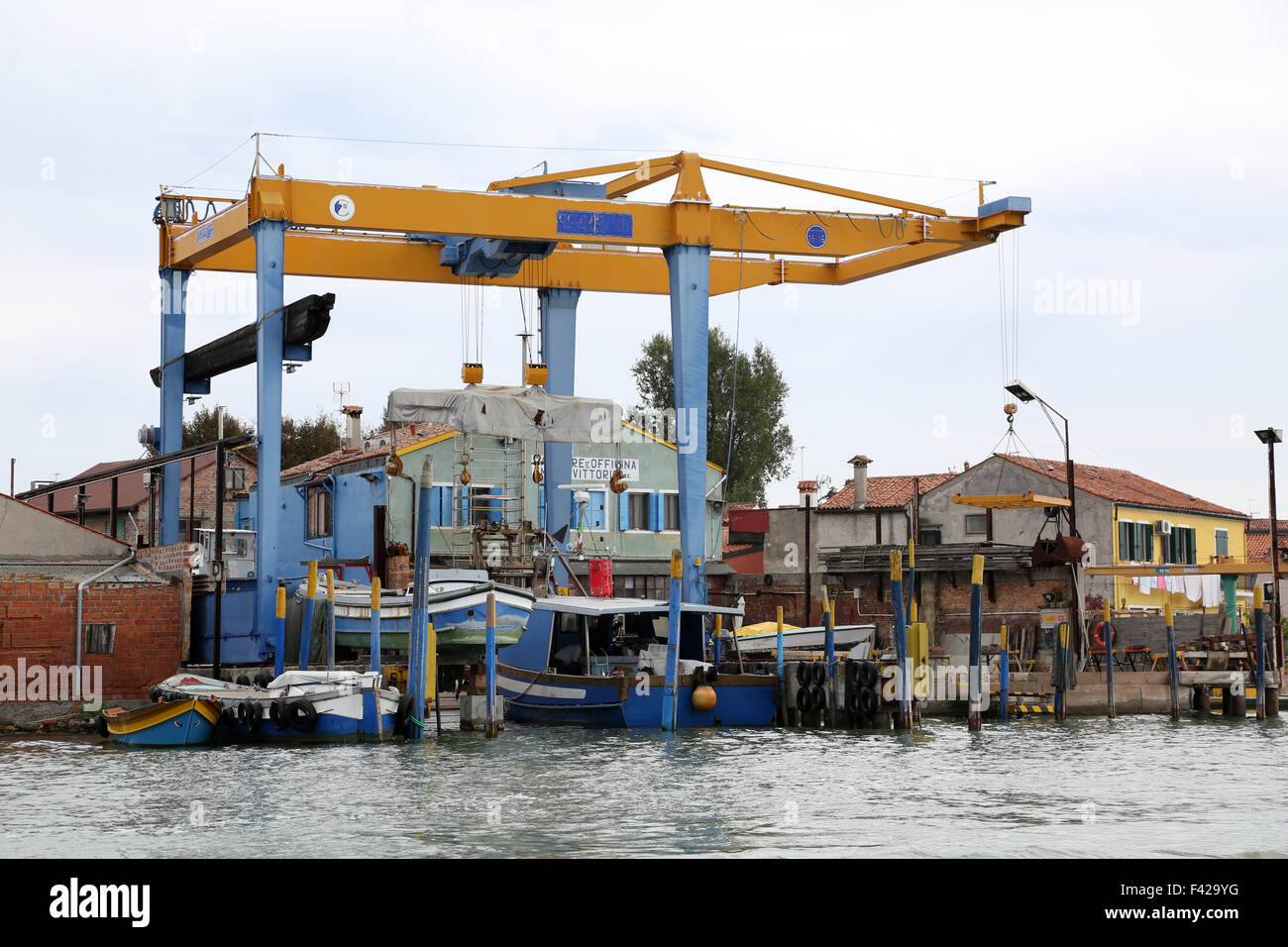 Crane at a boat yard near Venice Italy, September 2015 Stock Photo - Alamy