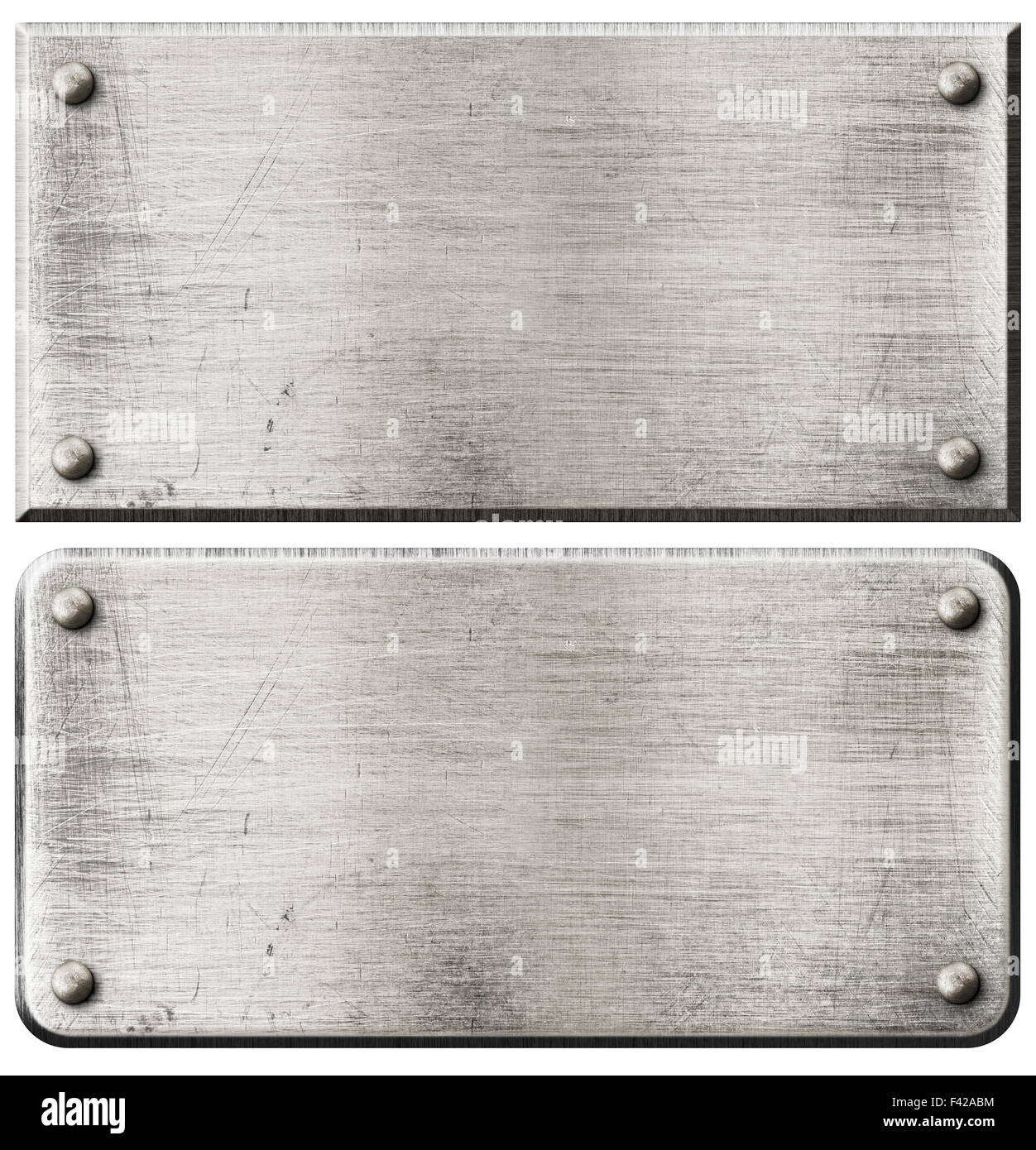 grunge steel metal plates set with rivets isolated Stock Photo - Alamy