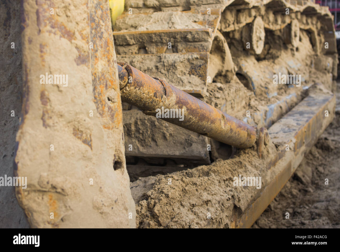 Bulldozer track element closeup Stock Photo - Alamy