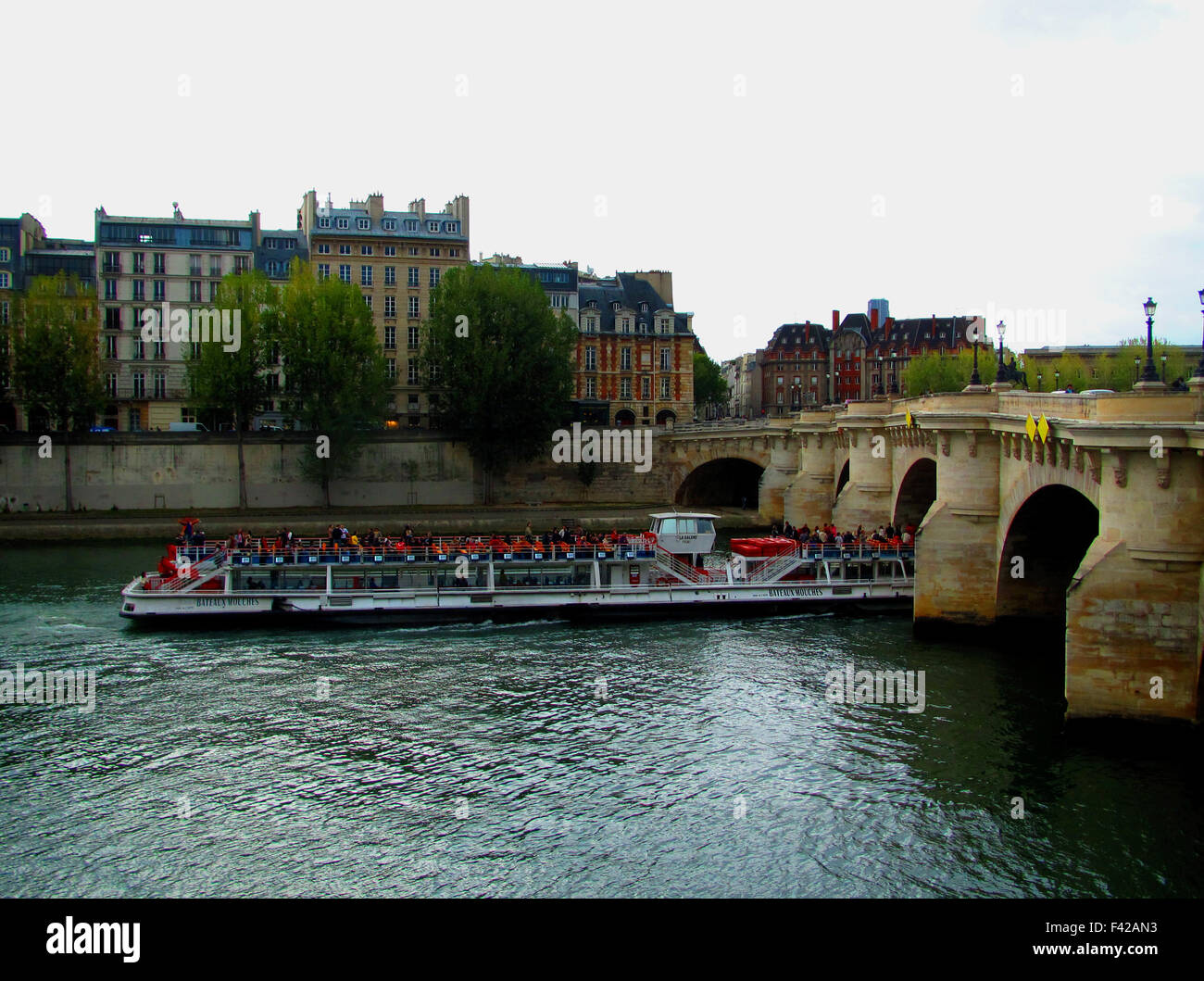 du Pont Neuf bridge, the oldest standing bridge in Paris, France, on ...