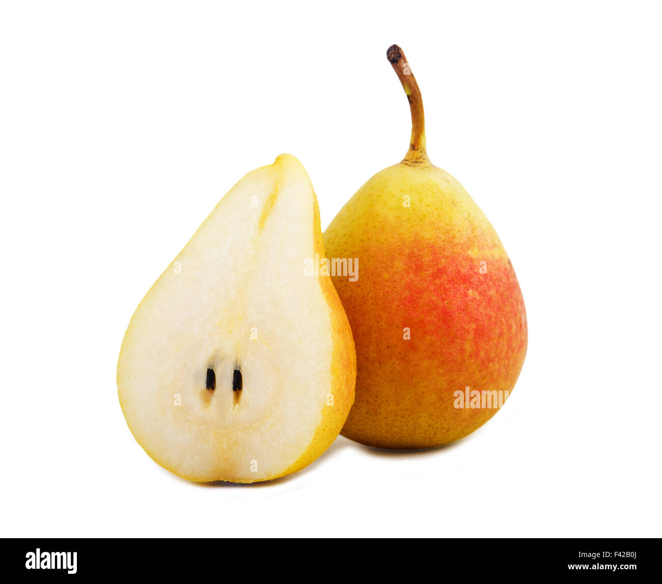 Ripe yellow-red pear on a white background Stock Photo - Alamy