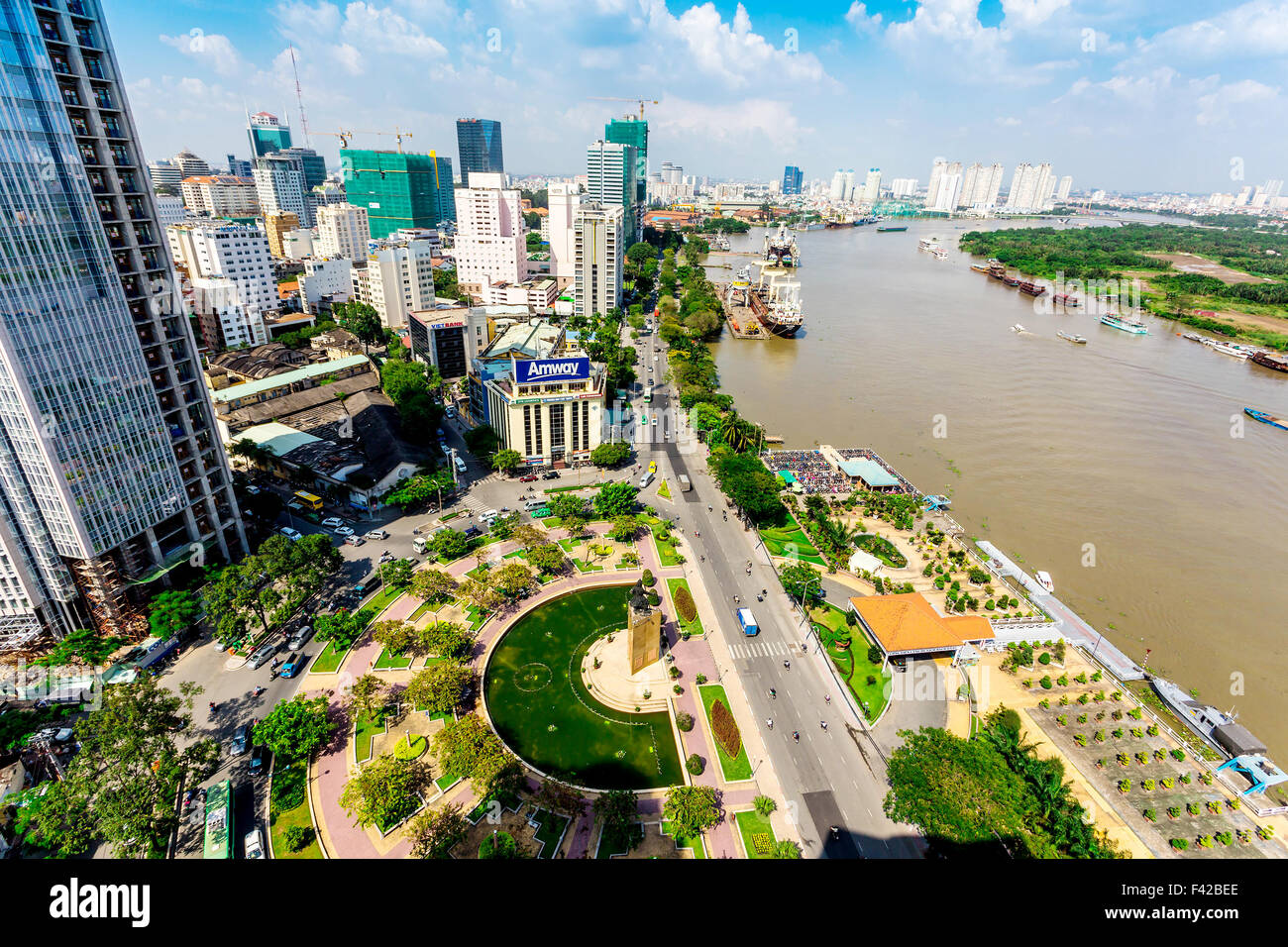 A corner view of Saigon (Ho CHi Minh City) - Vietnam from a high-rise ...