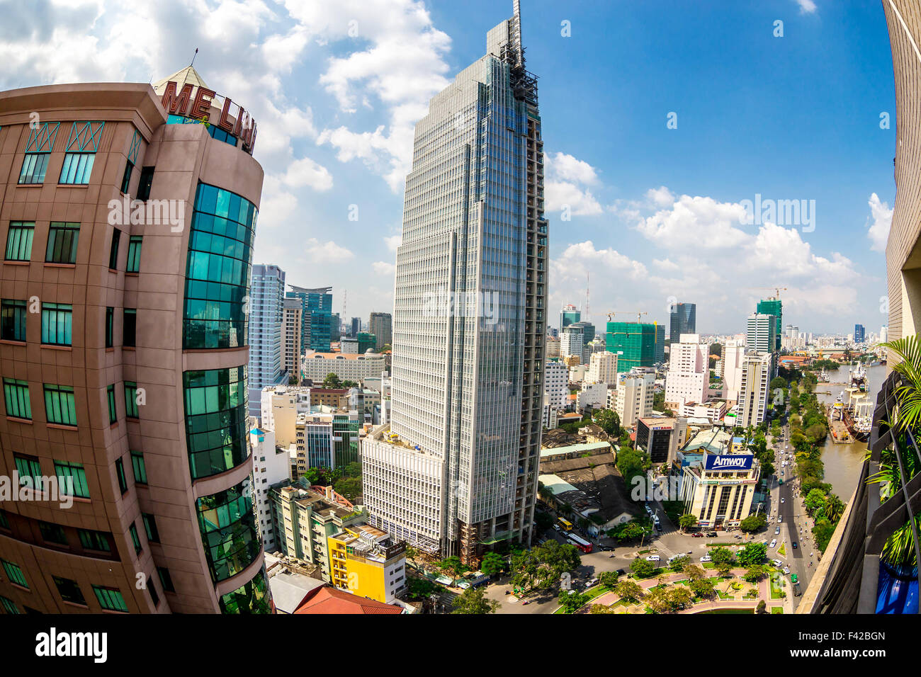A corner view of Saigon (Ho CHi Minh City) - Vietnam from a high-rise ...