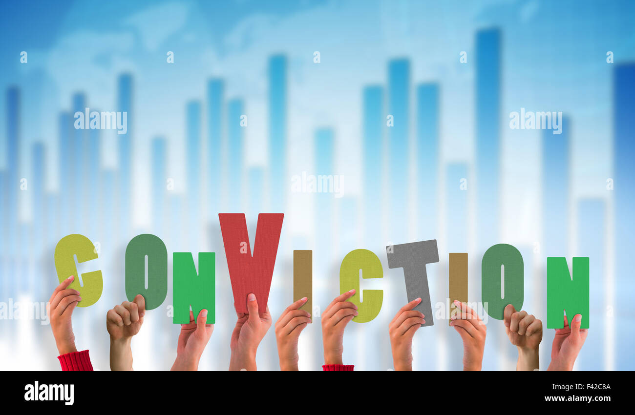 Composite image of hands showing conviction Stock Photo - Alamy